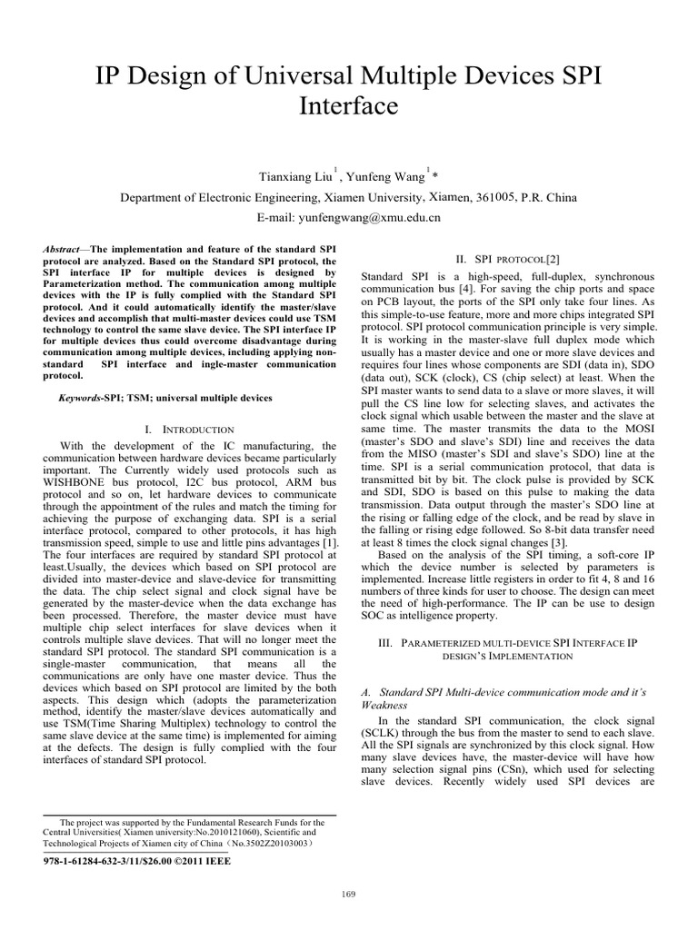 IP Design of Universal Multiple Devices SPI Interface | PDF ...