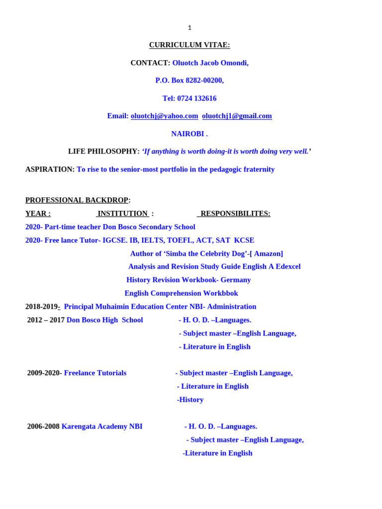Curriculum Vitae Olu Mod | PDF | Qualifications