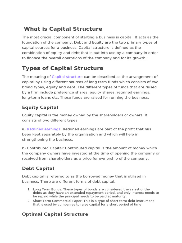 Understanding Capital Structure Basics | PDF | Dividend | Capital Structure