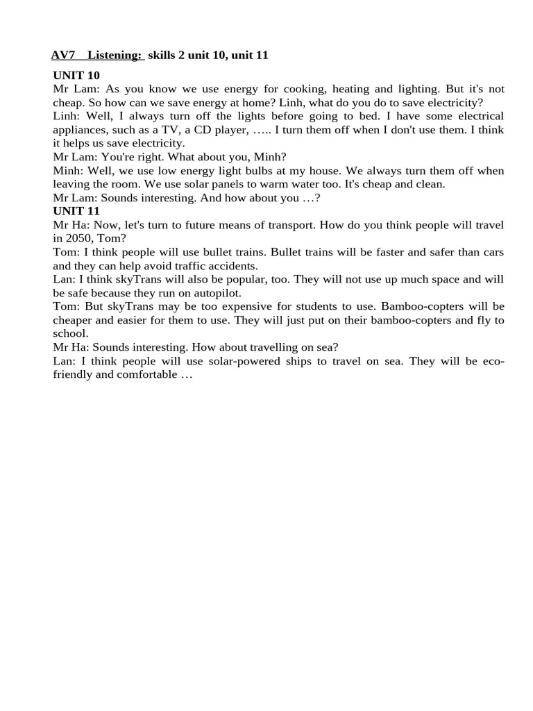 AV7 Listening | PDF