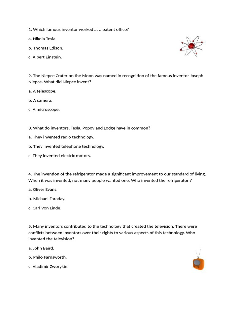 Science General Questions Inventors | PDF