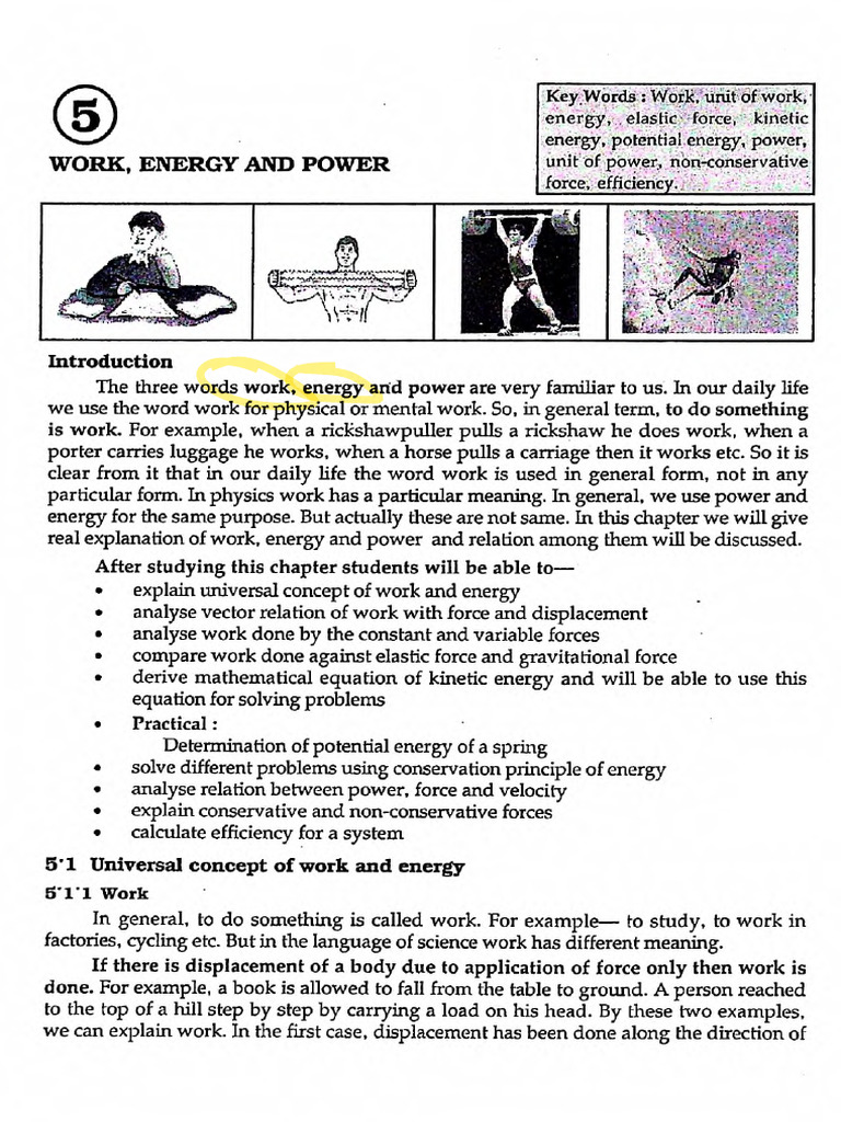EV Physics 1st Paper (Chapter 5 - Work, Energy and Power) | PDF