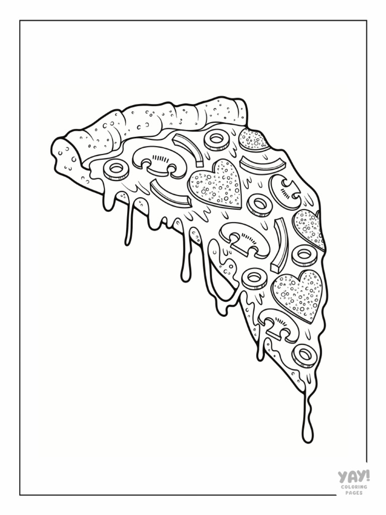 Aesthetic Coloring Pages Melty Heart Pepperoni Pizza | PDF