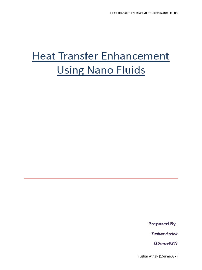Heat Transfer Enhancement Using Nano Fluids | PDF | Heat Transfer | Viscosity