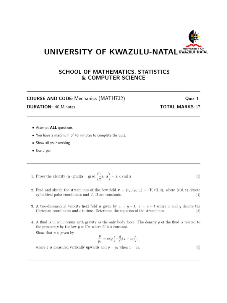 University of Kwazulu-Natal: School of Mathematics, Statistics & Computer Science | PDF