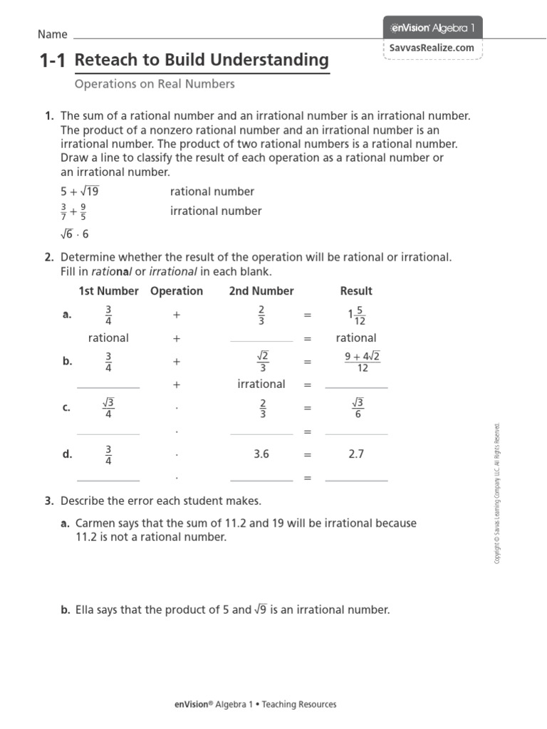 1-1 - Reteach To Build Understanding PDF | PDF | Mathematics | Complex Analysis