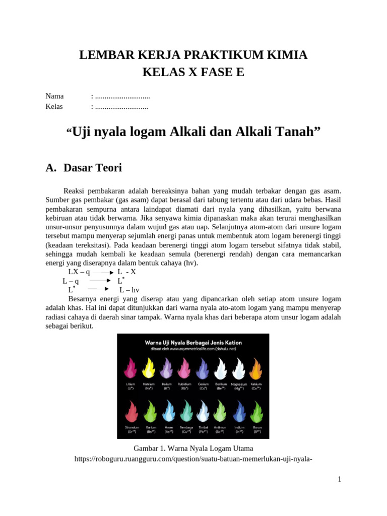 Uji Nyala Logam Alkali dan Tanah | PDF