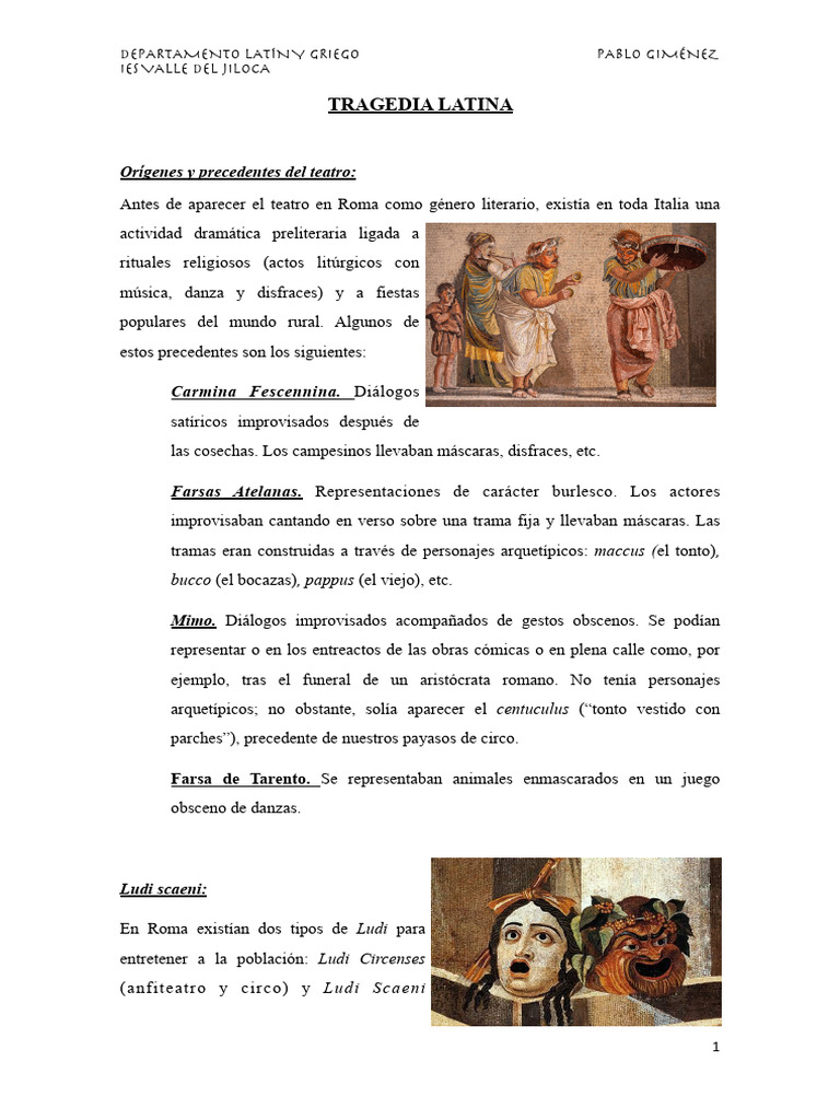 Tragedia Latina: Orígenes y Ejemplos | PDF | Teatro | Séneca El Joven