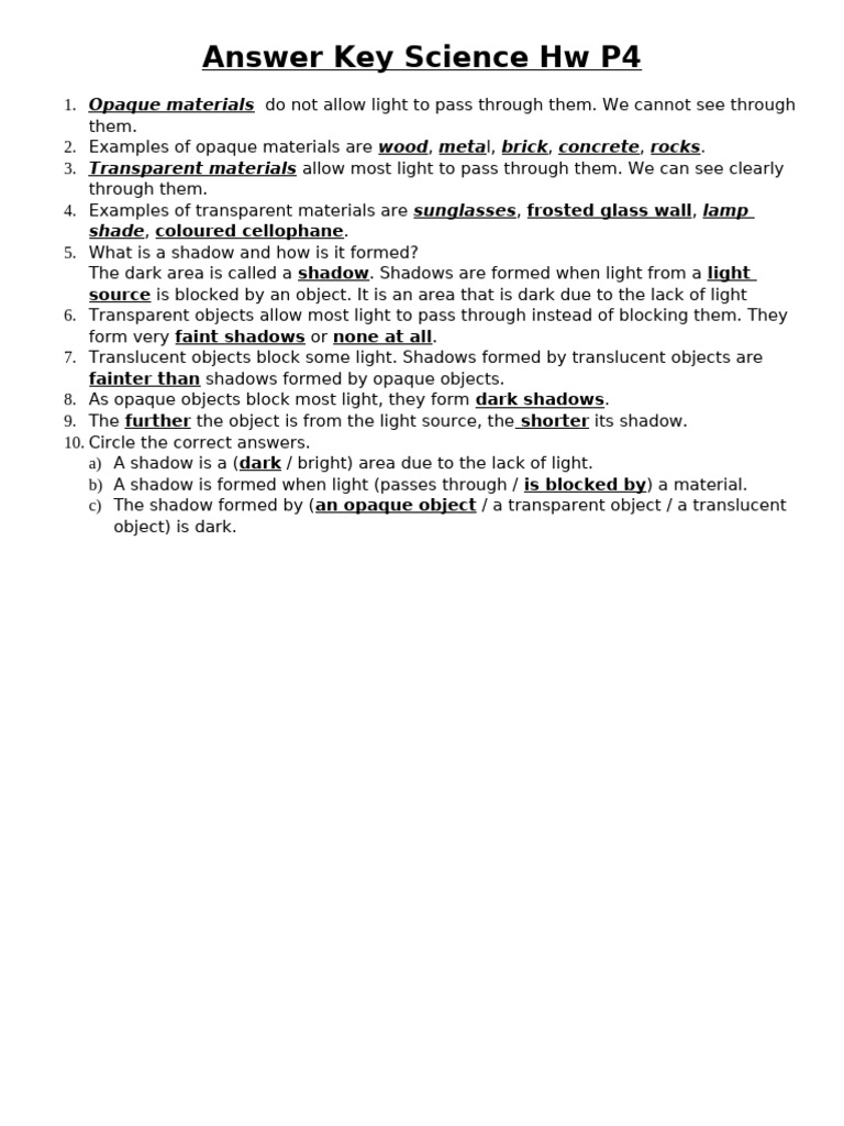 0 - Kunci Jawaban hw2 Science p4 | PDF