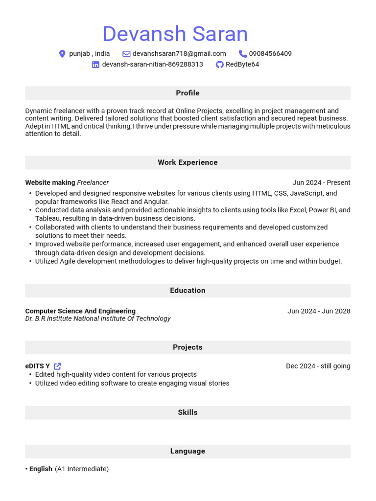 Devansh Saran - Resume | PDF