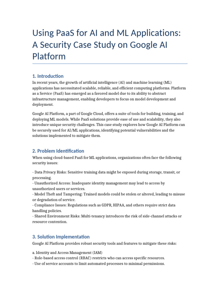 Google AI PaaS Security Case Study | PDF | Cloud Computing | Security