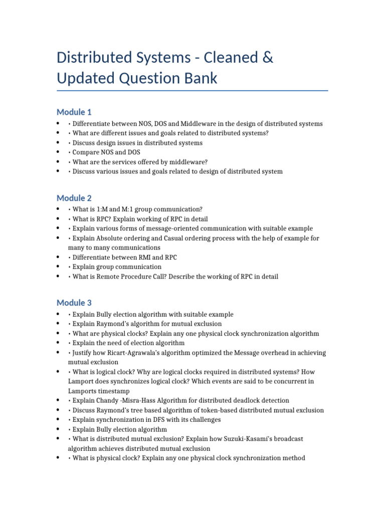 Distributed_Systems_Updated_Question_Bank | PDF | Distributed Computing | Load Balancing (Computing)