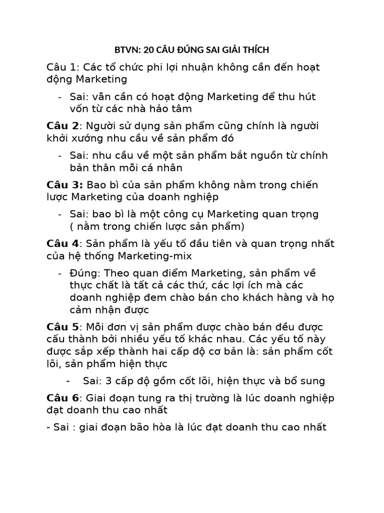 BTVN 20 Câu | PDF