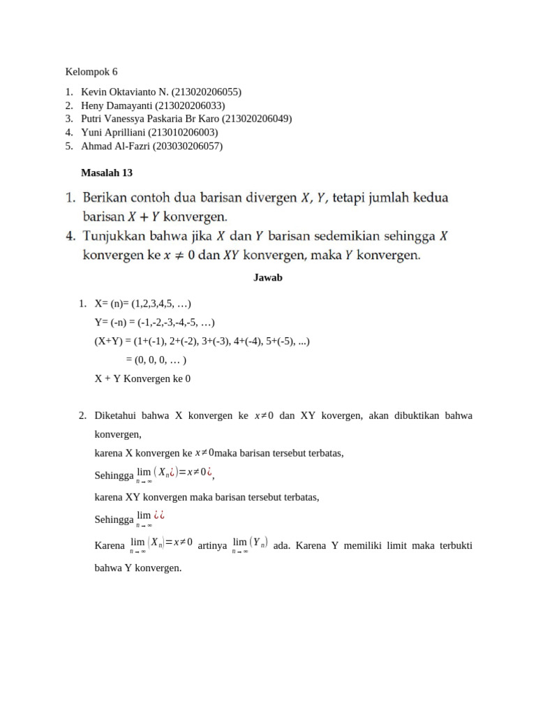 LKM - 13 - Kelompok 6 - Analisis Real | PDF