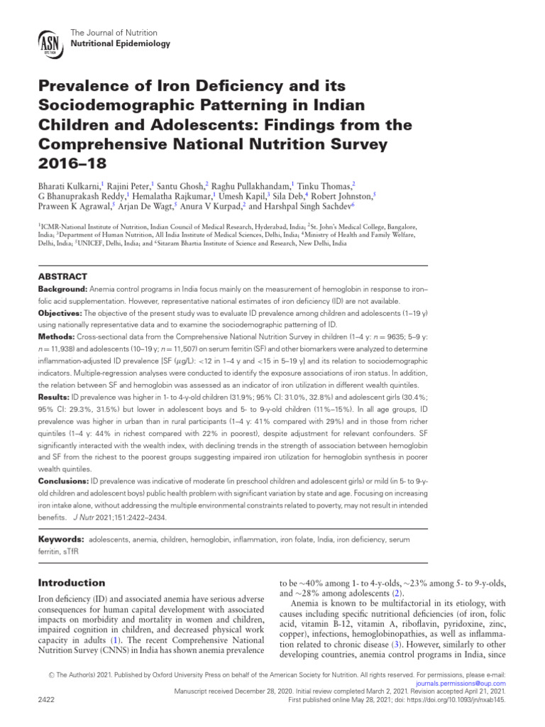 Prevalence of ferritin deficiency | PDF | C Reactive Protein | Sampling ...