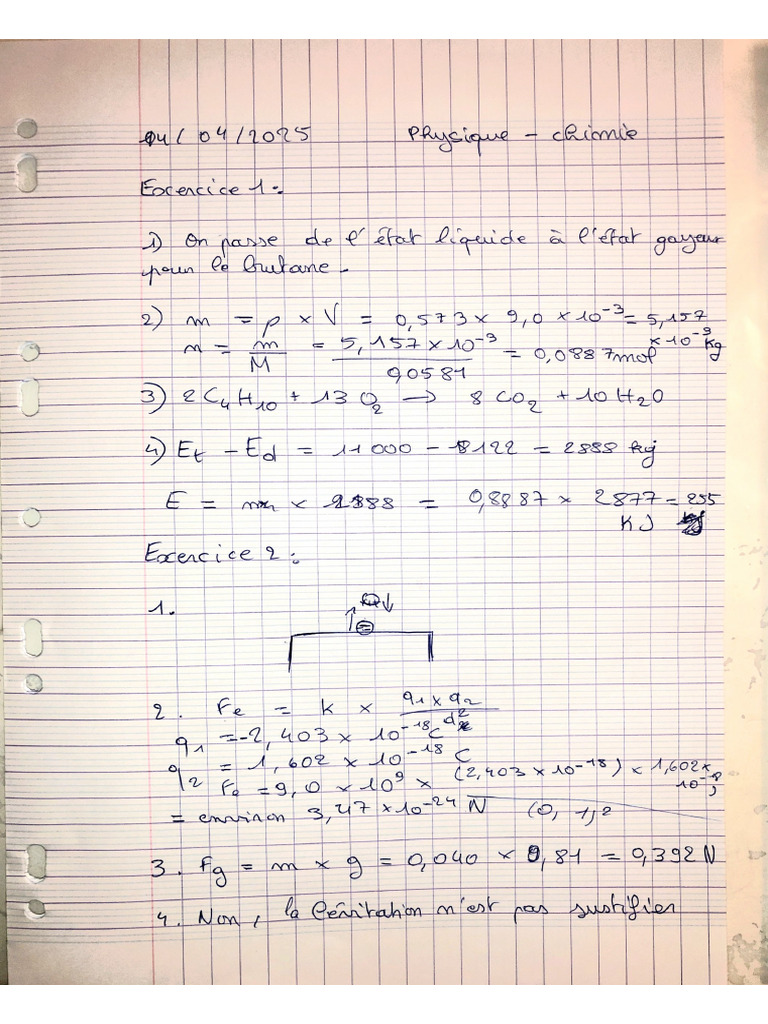 Evaluation physique chimie | PDF