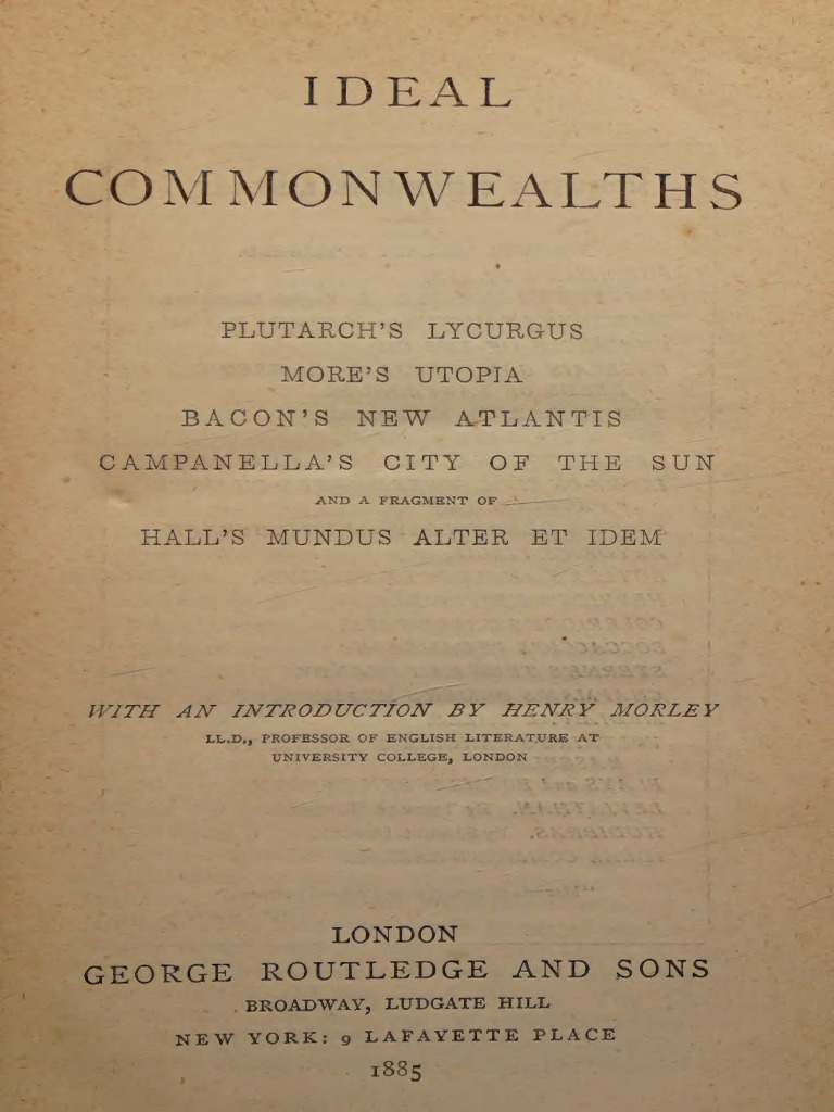 Ideal Commonwealths - Henry Morley | PDF | Sparta | Gargantua And ...