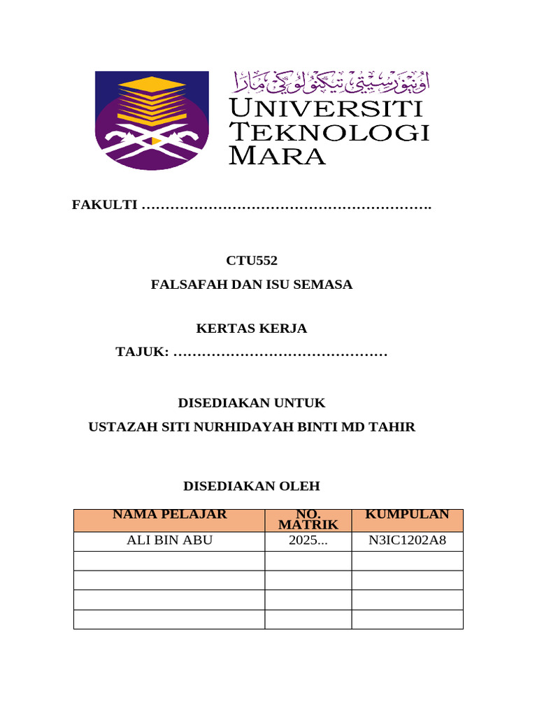 Kertas Kerja Konsep Ctu552 | PDF