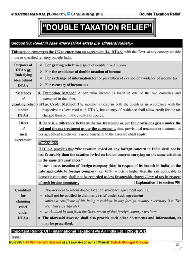 Summary Notes On Double Taxation Relief & Advance Rulings For May'25 ...