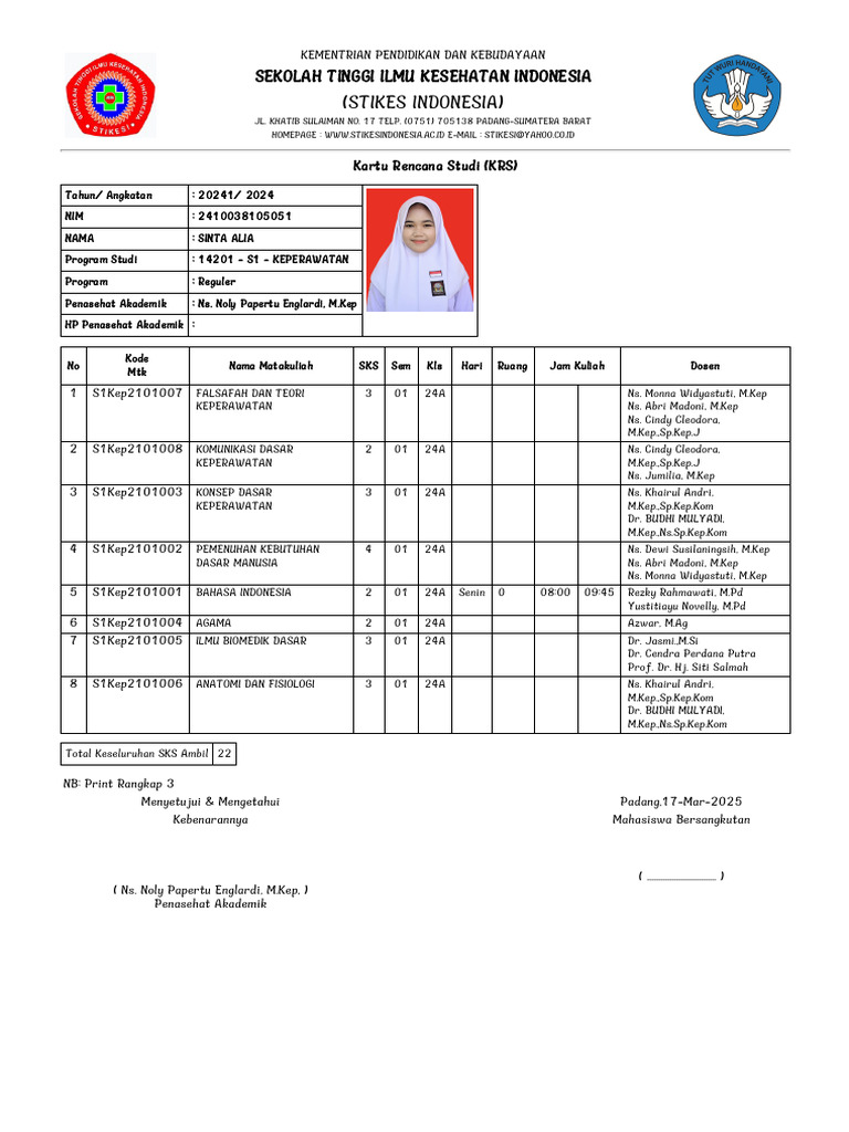 Cetak KRS Sinta | PDF
