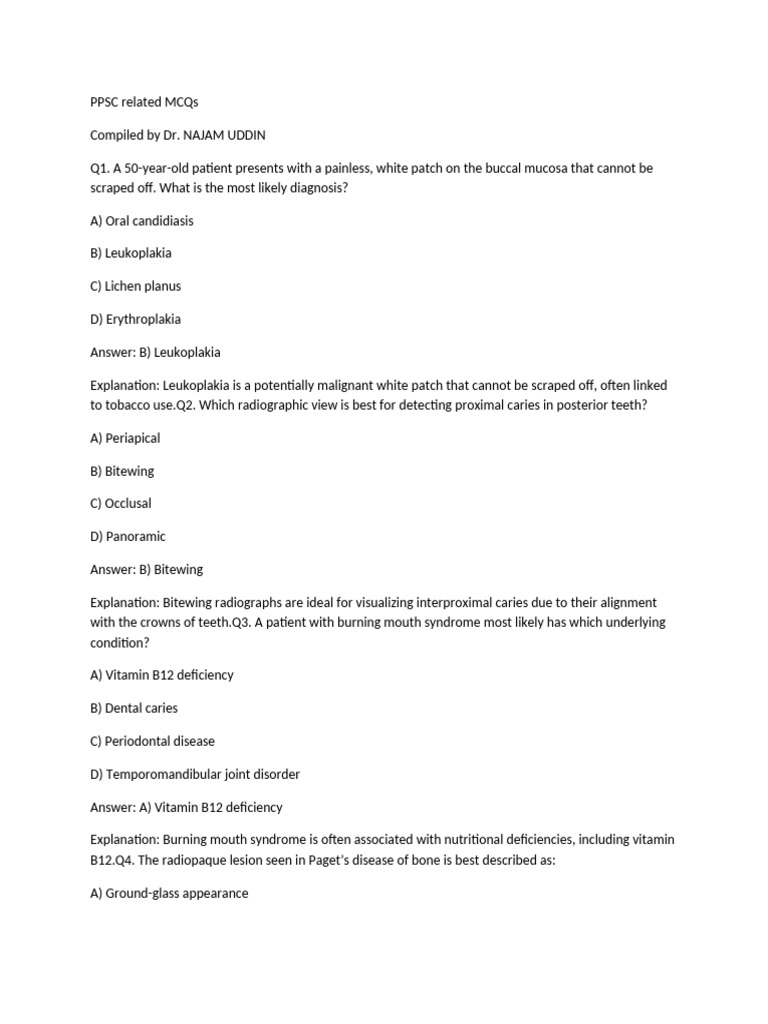 PPSC Related MC-WPS Office | PDF | Dental Material | Periodontology