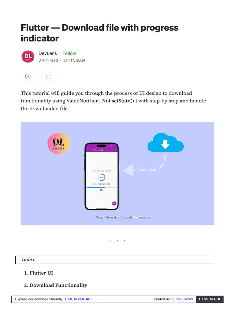 Medium Com Dev Lens Flutter Download File With Progress Indi | PDF | Json | Computer File