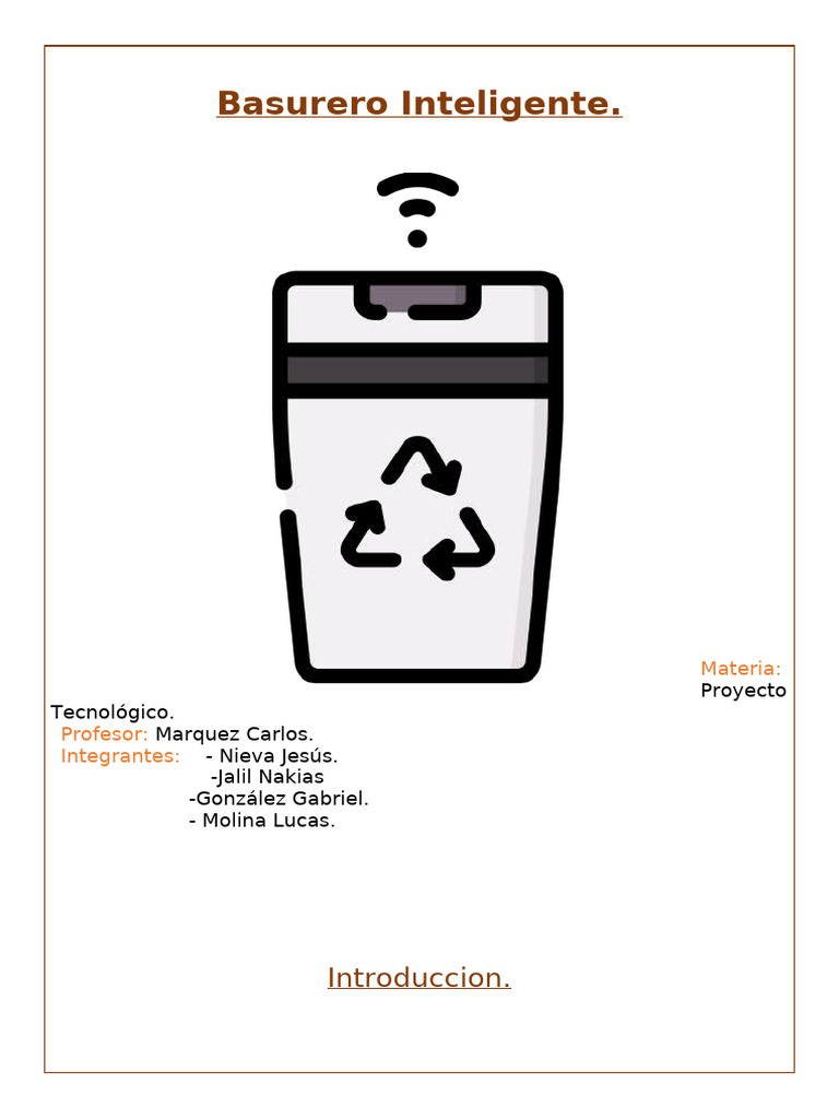 Basurero Inteligente: Innovación en Residuos | PDF | Residuos | Vertedero