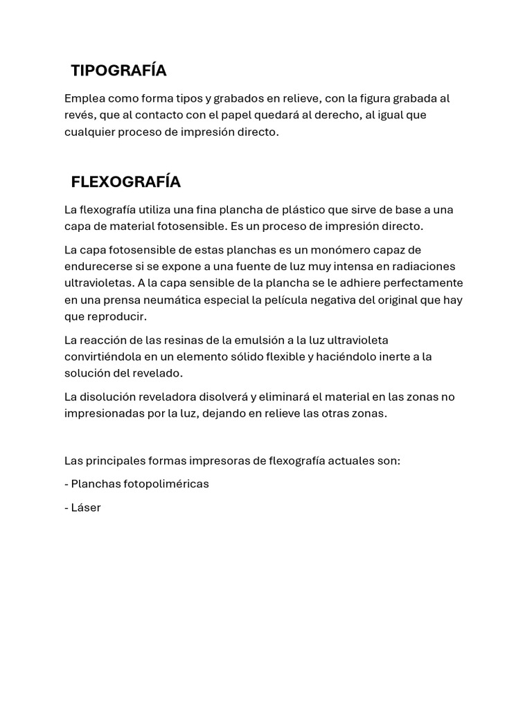 Resumen Tipografía y Flexografía | PDF