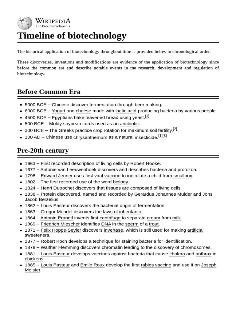Timeline of Biotechnology | PDF | Rna | Gene Therapy