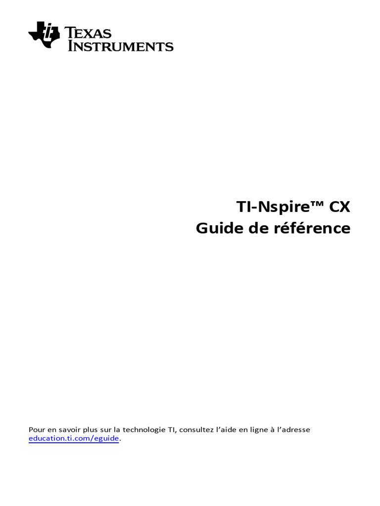 Guide de référence TI-Nspire™CX | PDF | Angle | Analyse de la variance