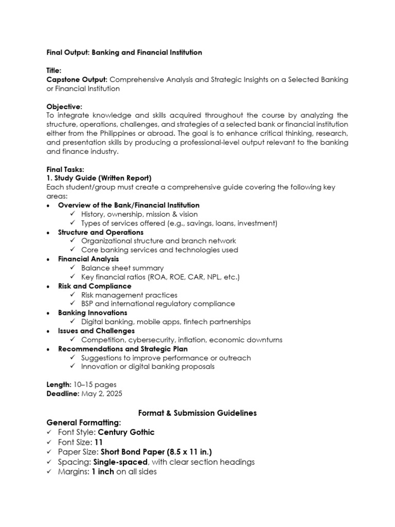 Final Output in Banking Anf Financial Institution | PDF | Banks ...