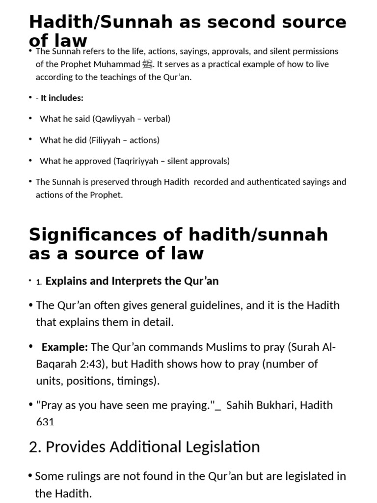 Importance of Hadith in Islamic Law | PDF | Hadith | Quran