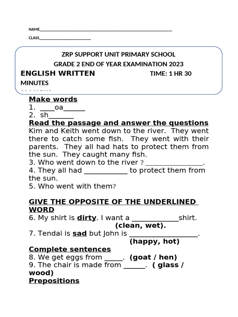 GR 2 English Written | PDF