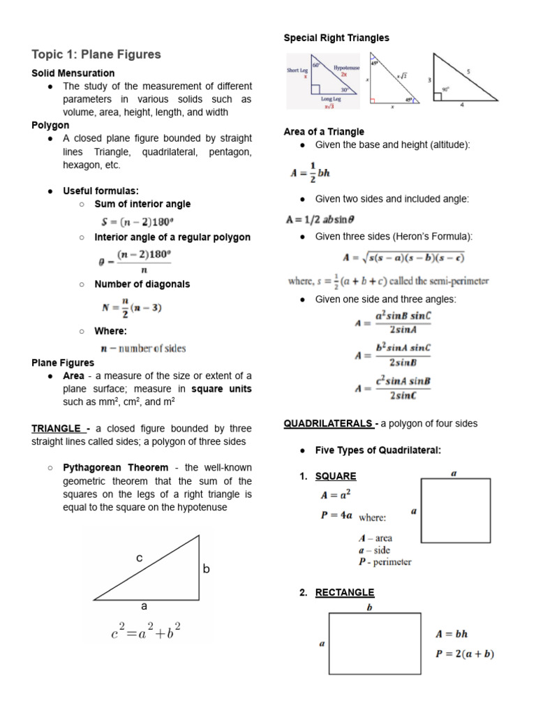 Solid-Mensuration-Reviewer | PDF | Area | Rectangle