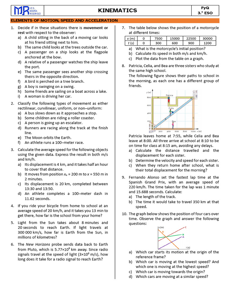 Kinematics: Motion, Speed, and Acceleration | PDF | Speed | Acceleration
