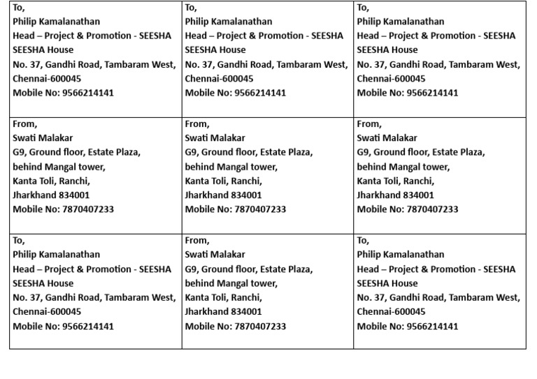 Speed Post Address | PDF