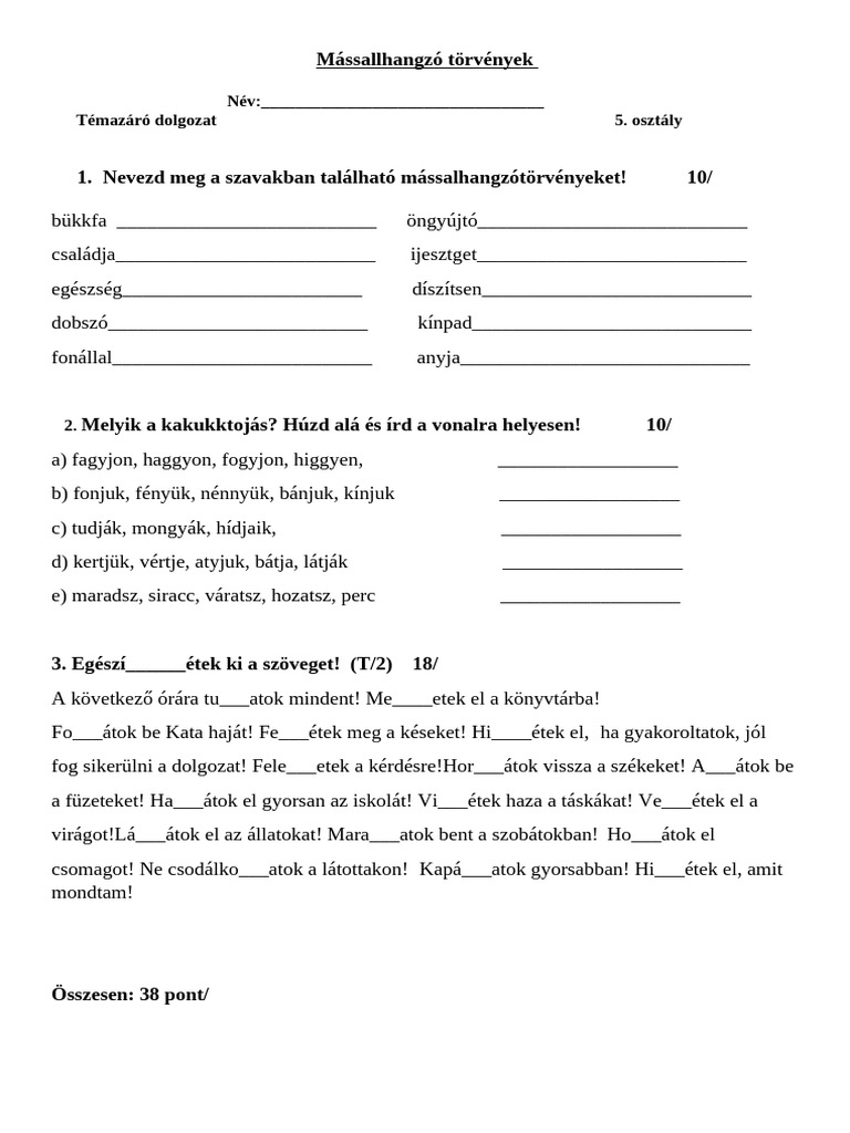 Témazáró Doga Saját | PDF