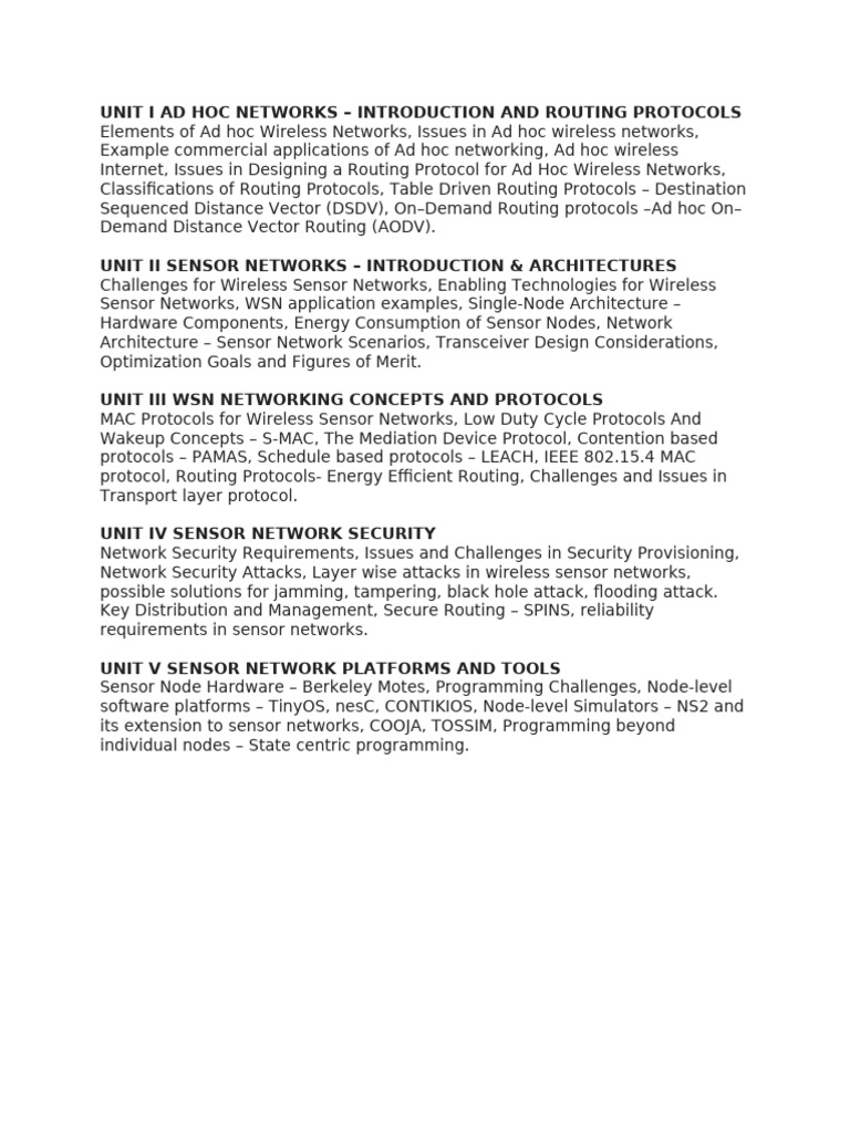 Unit I Ad Hoc Networks - Introduction and Routing Protocols | PDF