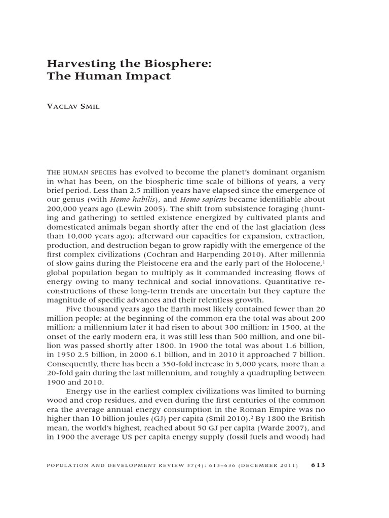 Harvesting The Biosphere - The Human Impact | PDF | Primary Production ...