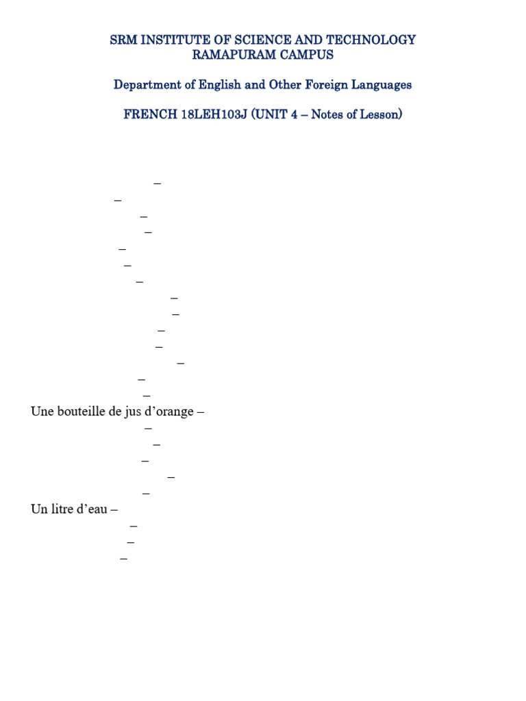 Expressions de quantité en français | PDF