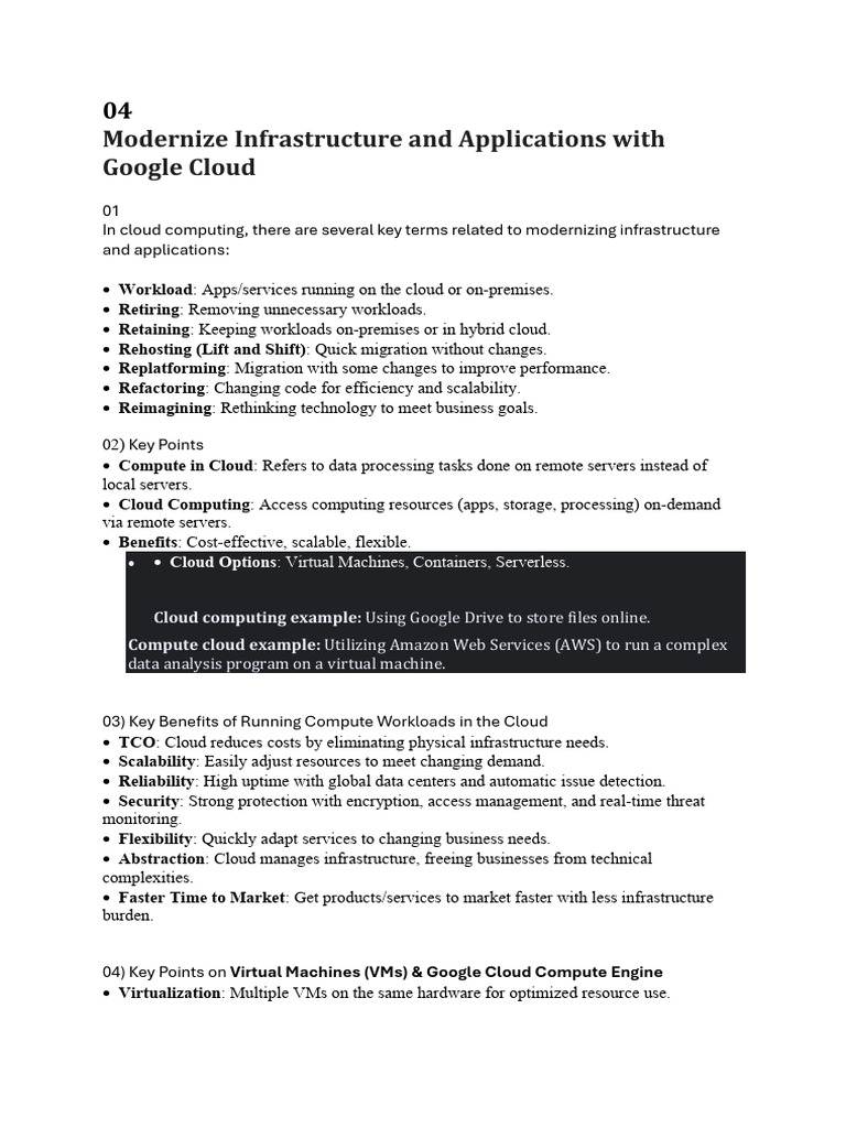 04 Modernize Infrastructure and Applications With Google Cloud | PDF | Cloud Computing | Scalability