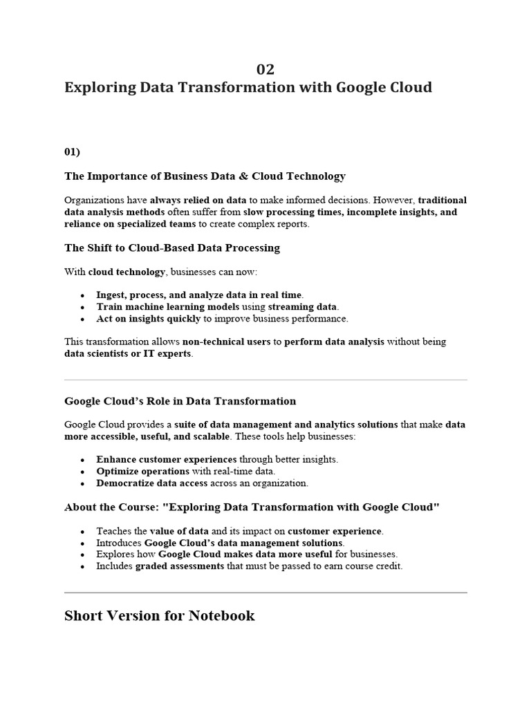 02 Data Transformation With The Cloud | PDF | No Sql | Databases