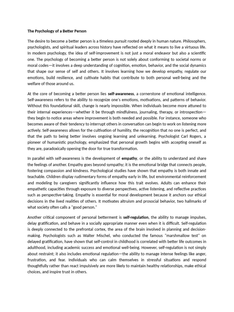 The Psychology of a Better Person | PDF | Empathy | Emotional Self ...