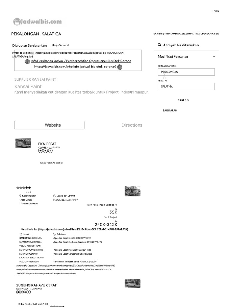 Tiket Bus Pekalongan-Salatiga (Alternatif Website) | PDF
