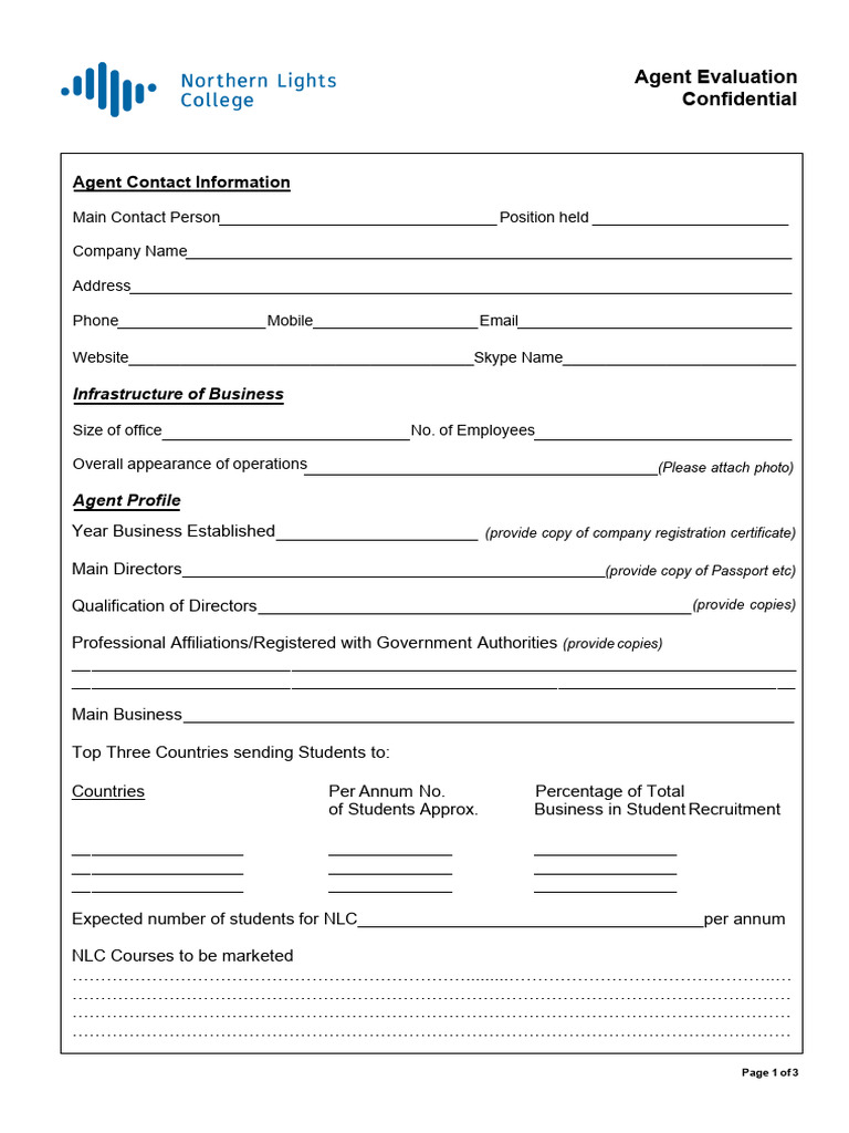 Agent Evaluation Form - NLC | PDF