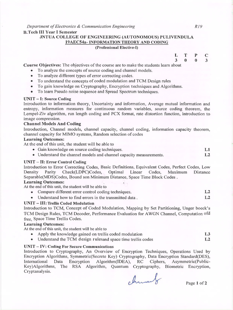 Information Theory and Coding | PDF