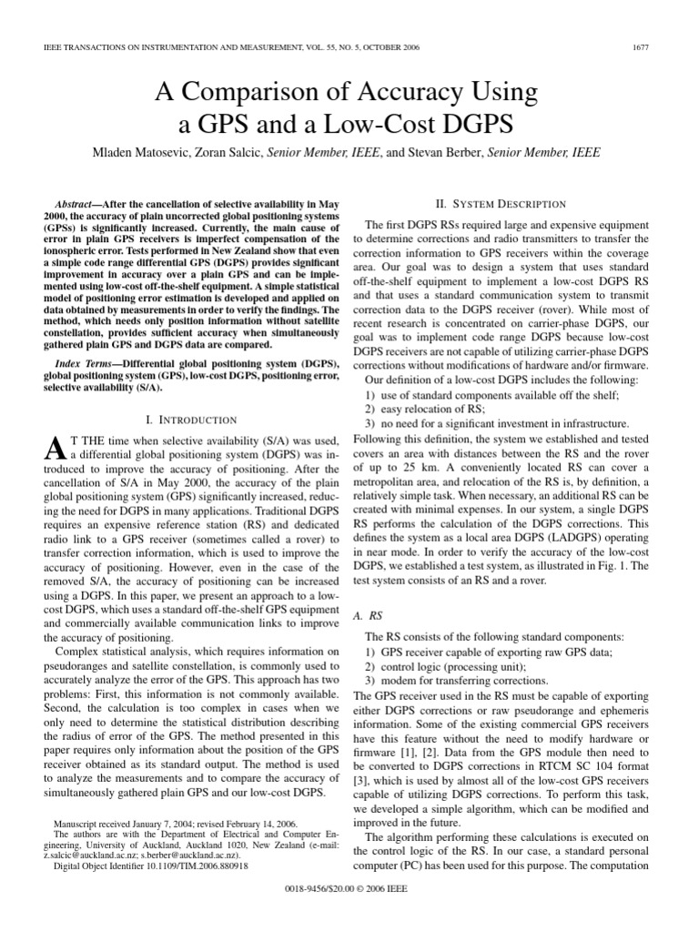 A Comparison of Accuracy Using A GPS and | PDF | Global Positioning ...