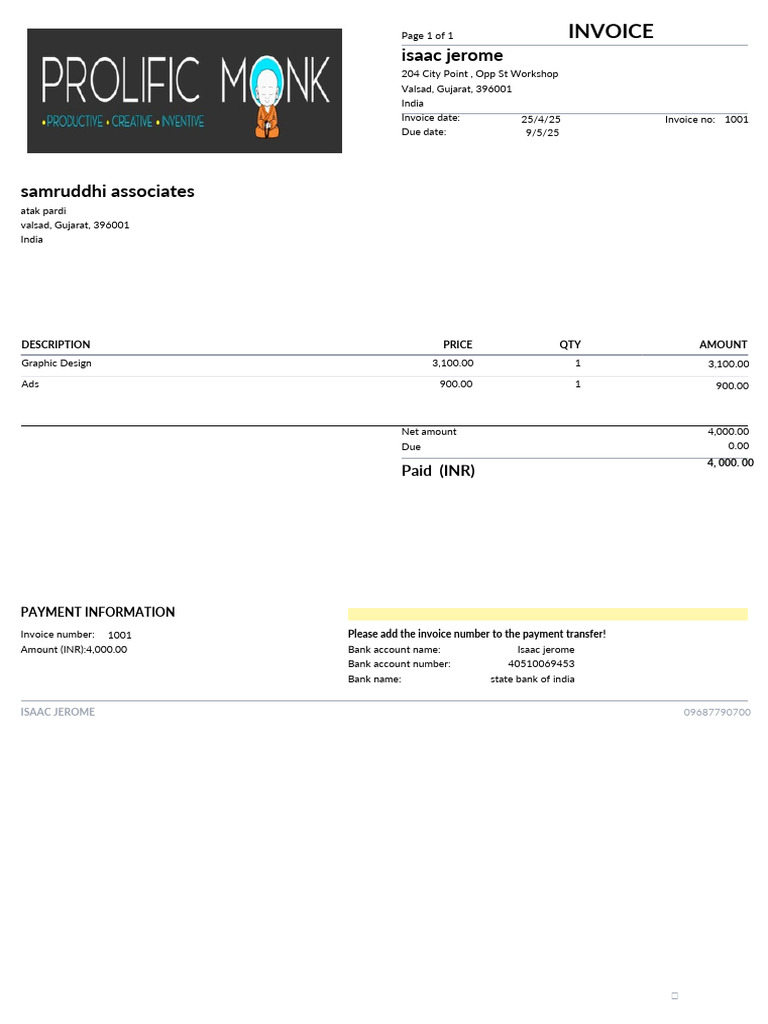 Invoice 1001 PDF | PDF