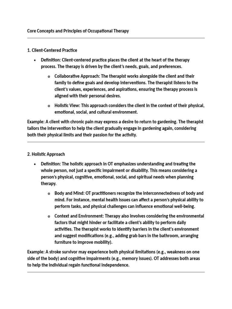 Core Concepts and Principles of Occupational Therapy | PDF ...