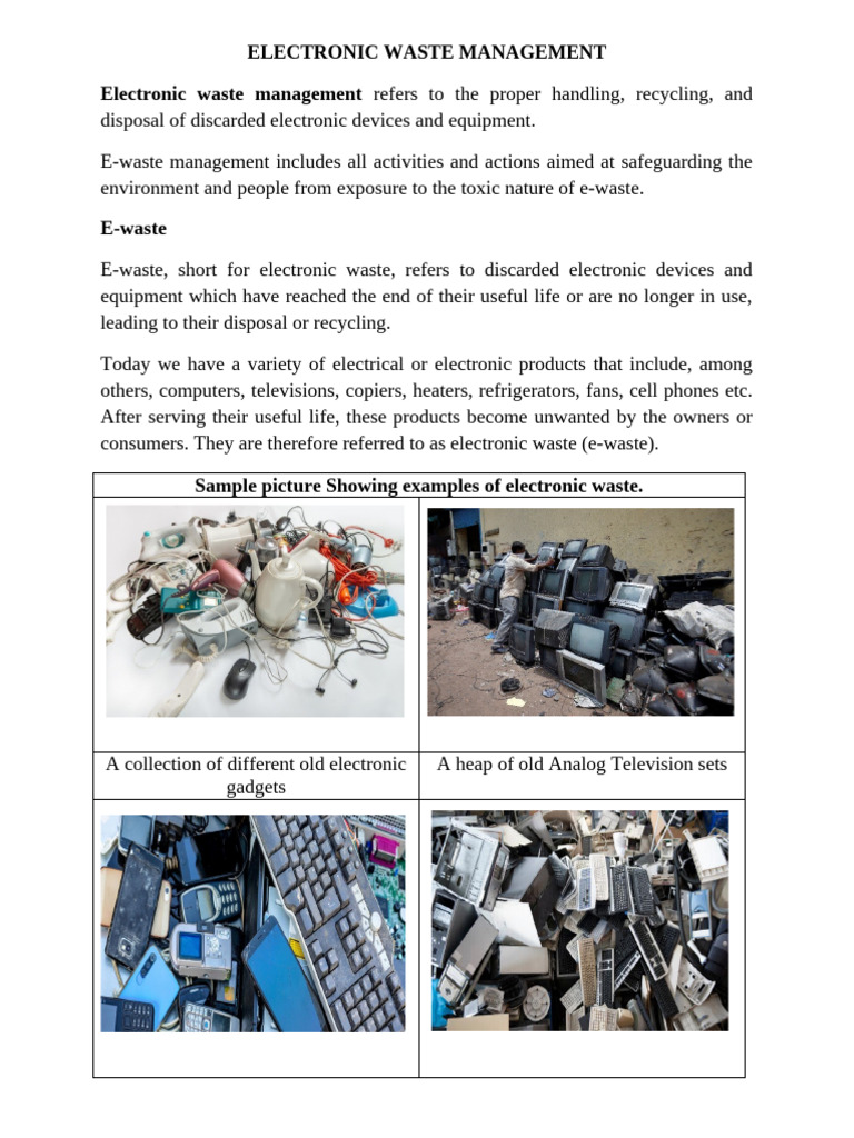 E-Waste Management: Importance and Practices | PDF | Electronic Waste ...